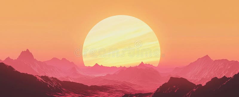 A Summer Evening with a Glowing Red Sun Setting Against the Horizon ...