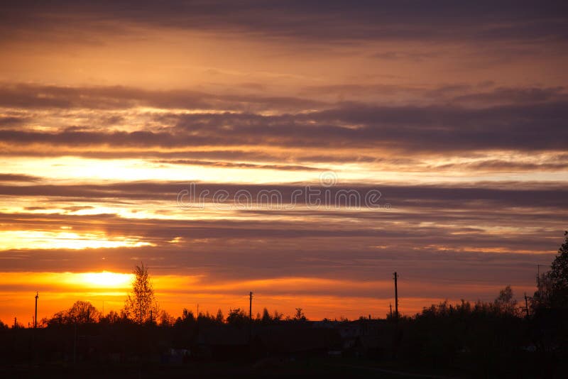 Summer Landscape with Sunset Stock Photo - Image of view, plant: 148076074