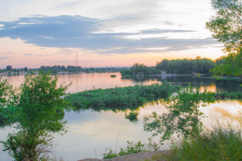 Summer Evening Landscape View of the River Stock Image - Image of ...