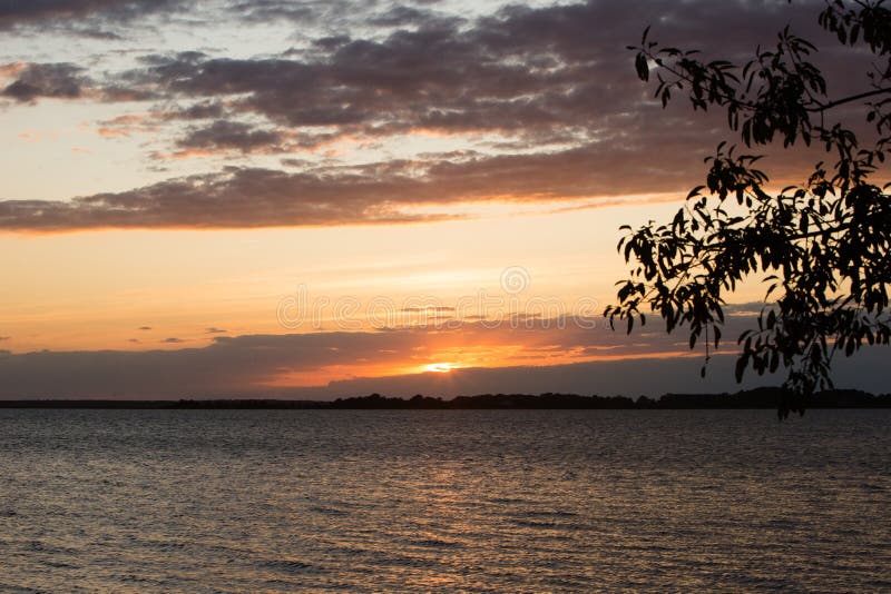 Summer Sunset East Coast Bay Stock Image - Image of summer, clouds ...