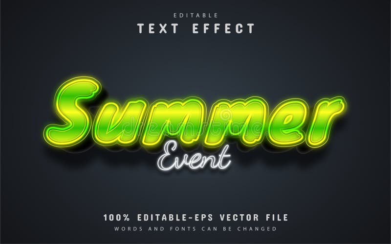 Summer Event Text, Neon Style Text Effect Stock Vector - Illustration ...