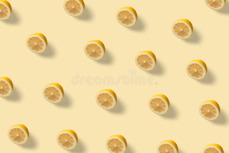 Summer Exotic Pattern with Sliced Lemon on the Minimal Background Stock ...