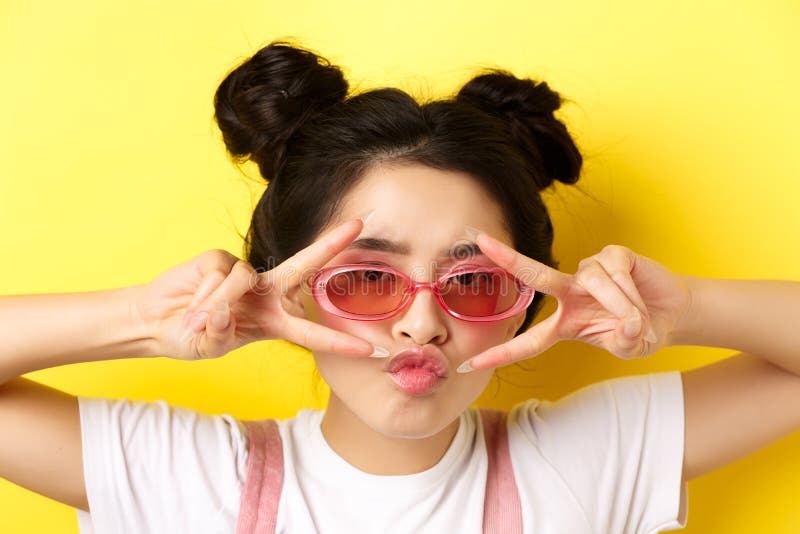 Summer Fashion Concept Headshot Portrait Of Stylish Girl On Vacation