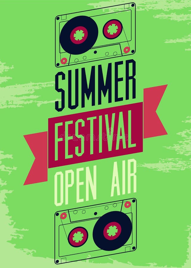 Summer Festival Open Air Poster. Retro Typographical Vector ...