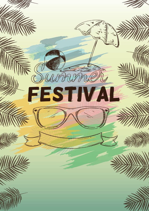 Summer Festival Poster Design. Vector Illustration Decorative Design ...