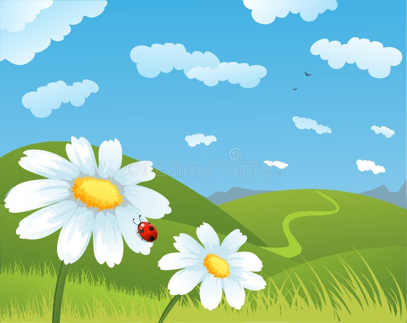 Summer field stock vector. Illustration of horizon, daisy - 8086956