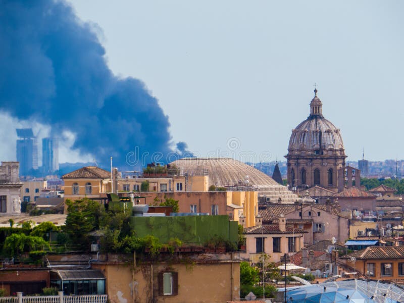 Fire in Rome stock photo. Image of cathedral, european - 160011152