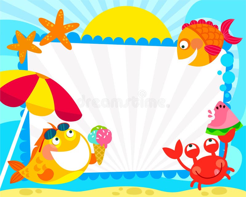Summer fish frame stock vector. Illustration of holiday - 52142552