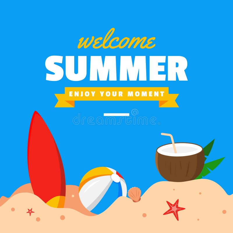 Summer Flat Design Event Illustration Stock Vector - Illustration of ...
