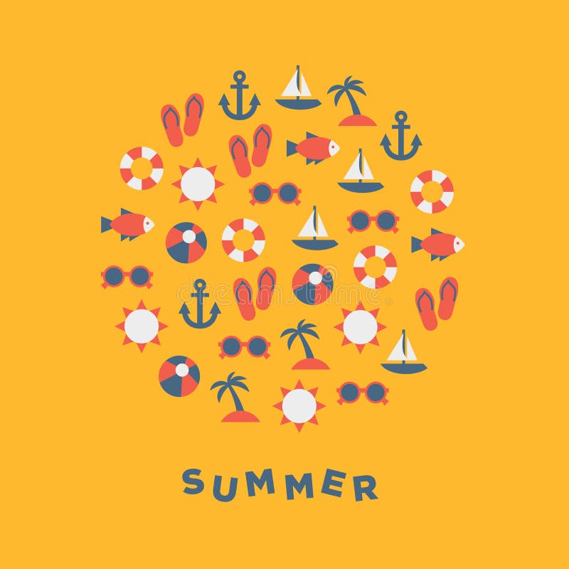 Summer flat icons stock vector. Illustration of phone - 200155280