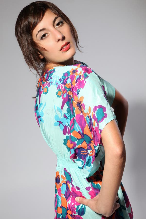 Summer Floral Dress Pose stock image. Image of pose, colored - 11162821