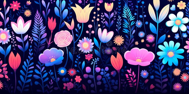 Summer Flowers Pattern in Flat Style , Wallpaper , Generative AI Stock ...