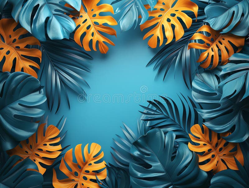 Summer Foliage Background with Tropical Plants, Empty Space Background ...