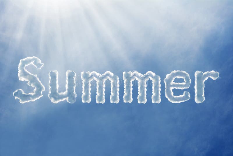 Summer Font Cloud on a Blue Sky Stock Image - Image of clear, white ...