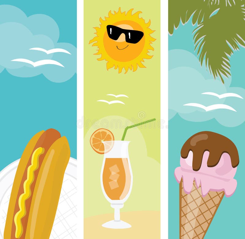 Summer food banners stock illustration. Illustration of eating - 19993588