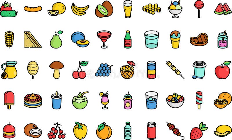 Summer Food Drink Icons High-Quality Vector Icons Collection with ...