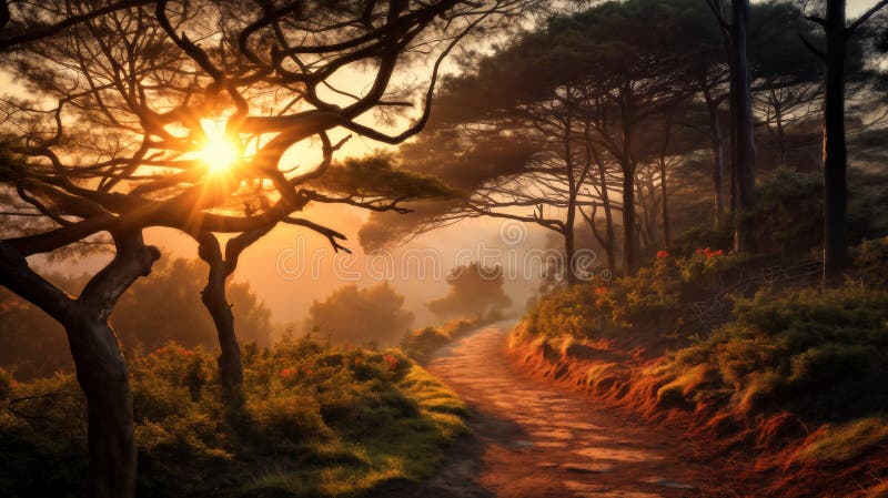 Summer Forest, Beautiful Landscape at Sunset, Sunlight and Beautiful ...