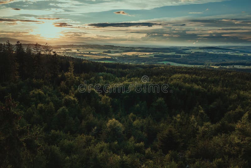 Summer Forest Czech Valley Landscape with Small Vilage Besednice at ...