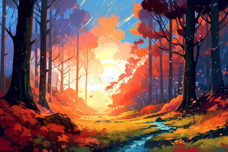 Summer Forest Yellow Grass Yellow Trees Sunlight Generated By Ai Generative Assistant