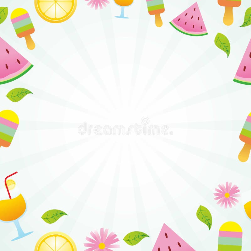 Summer Frame Backgound with Tropical Fruit and Ice Cream Stock ...