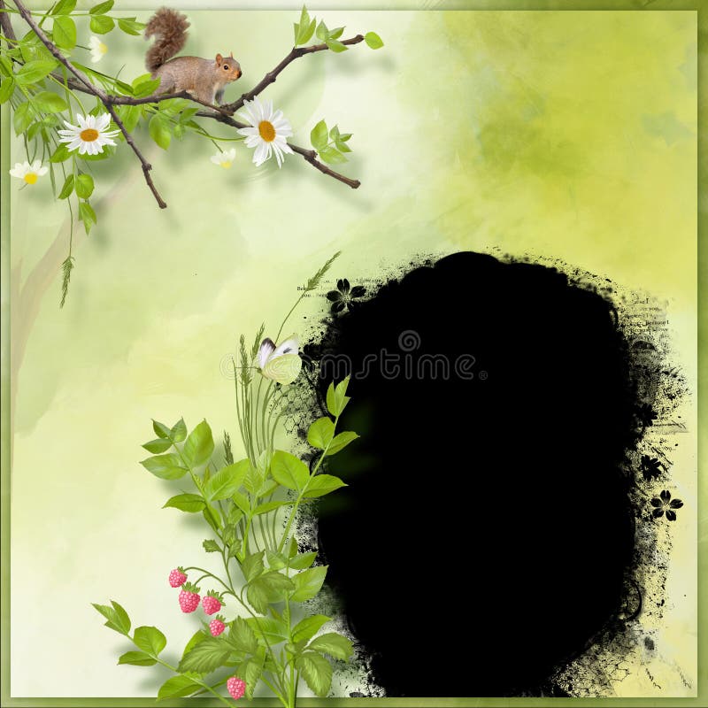 Summer Frame in Forest Theme Stock Illustration - Illustration of ...
