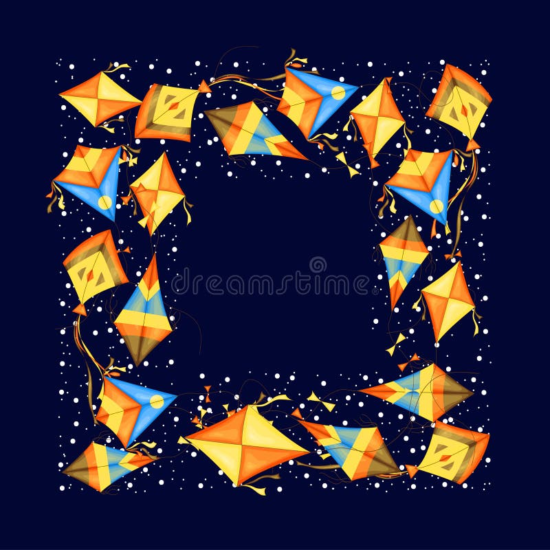 Summer Frame with Kites. Cartoon Style Stock Illustration ...