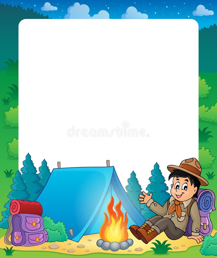 Summer Frame with Boy Scout Stock Illustration - Illustration of book ...
