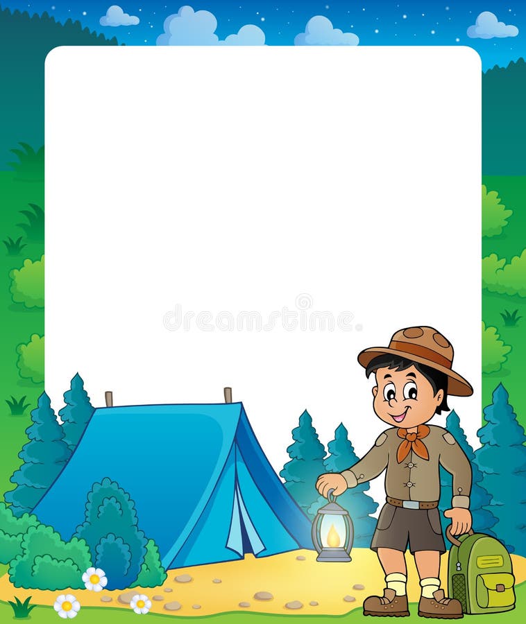 Summer Frame with Boy Scout Stock Illustration - Illustration of book ...