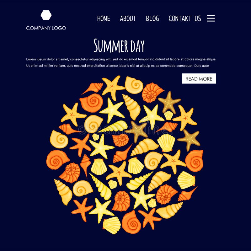 Summer Frame with Shells. Cartoon Style Stock Illustration ...