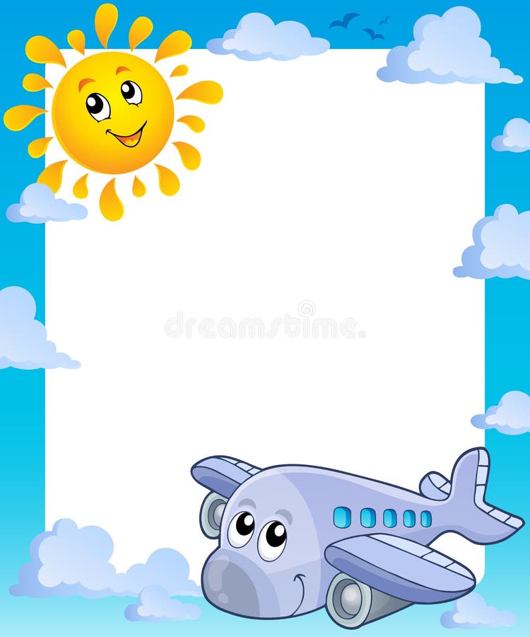 Summer Frame with Sun and Airplane Stock Vector - Illustration of ...