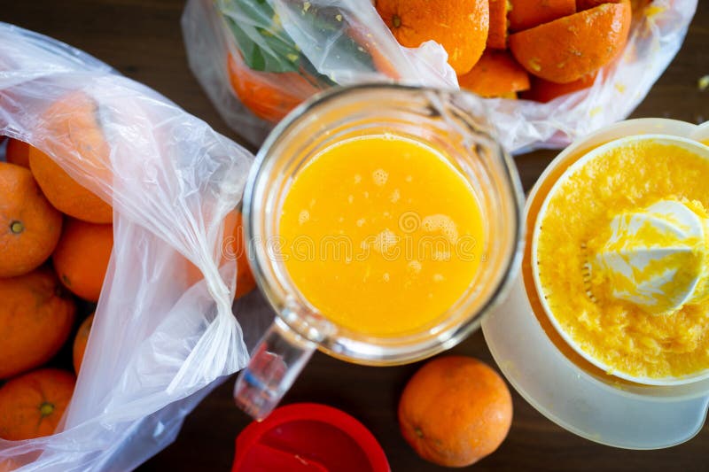Summer Fresh Orange Fruit Getting Squeezed Stock Image - Image of ...
