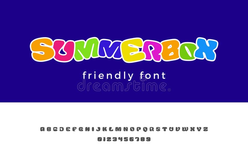 Summer Friendly Funny Bold Rounded Font Vector Design Stock ...