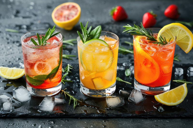 Summer Fruit-Infused Beverages Stock Photo - Image of beverage, sprig ...