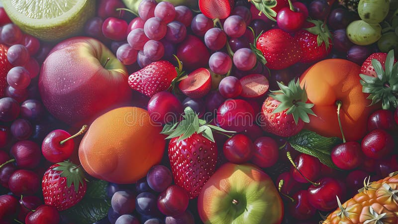 Summer Fruits on Background, Delicious Fruits on Colored Background ...