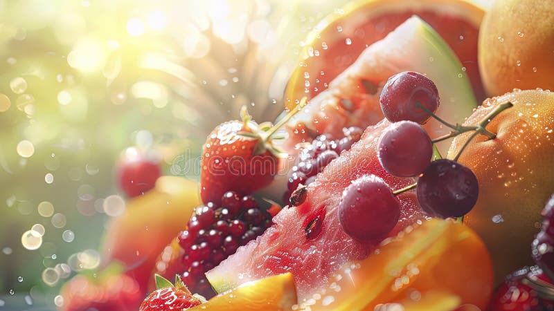 Summer Fruits on Background, Delicious Fruits on Colored Background ...