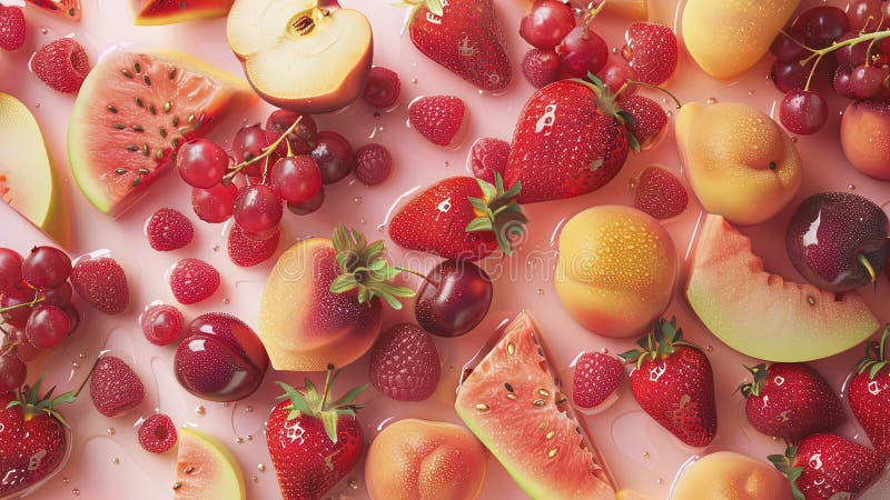 Summer Fruits on Background, Delicious Fruits on Colored Background ...