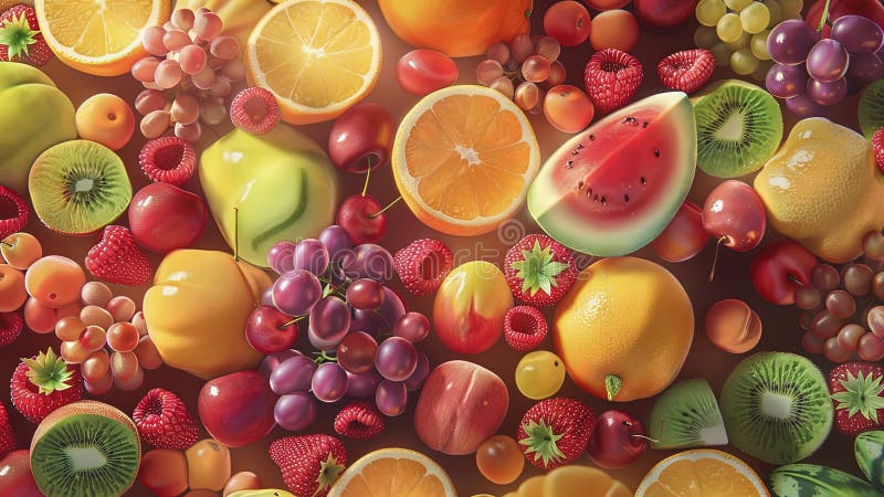 Summer Fruits on Background, Delicious Fruits on Colored Background ...