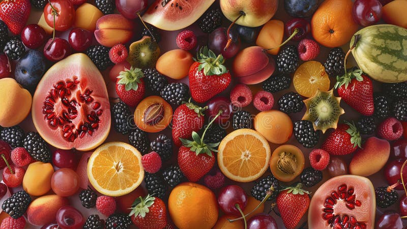 Summer Fruits on Background, Delicious Fruits on Colored Background ...