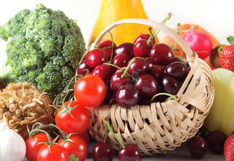 Summer Fruits and Vegetables Stock Image - Image of healthy, cherry ...