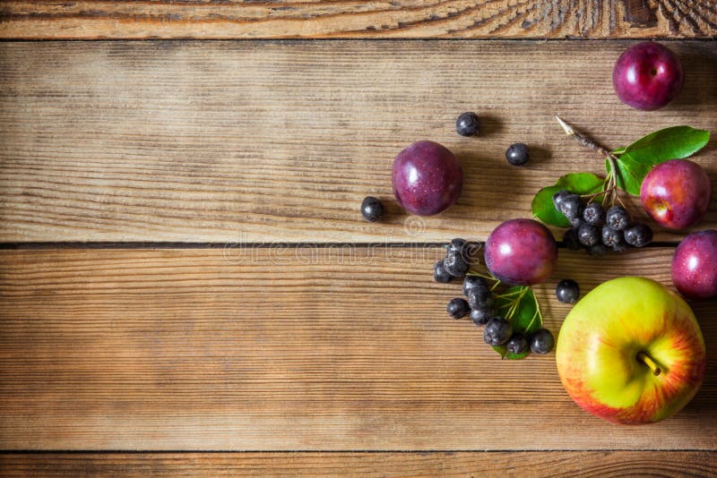 Summer Fruits on Wooden Background in Rustic Style Stock Photo - Image ...