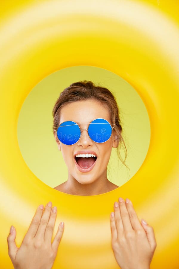 Beautiful Woman In Stylish Sunglasses In Summer Stock Image Image Of