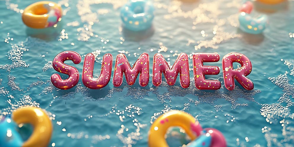 Summer Fun Pool Floaties Sunny Days Background Wallpaper Stock ...