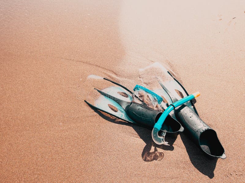 Summer Fun and Snorkeling Fins in the Sand Stock Photo - Image of ...