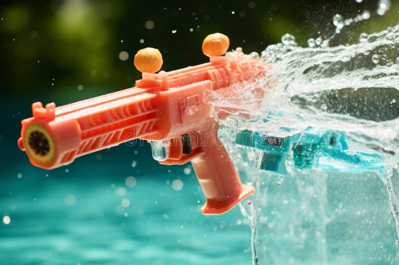 Summer Fun with Water Gun in Action Stock Image - Image of colorful ...