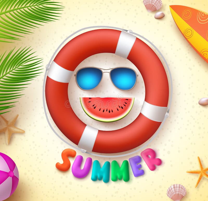 Summer Funny Vector Concept with 3d Text and Summer Elements Stock ... Summer Funny Vector Concept with 3d Text and Summer Elements Stock ...