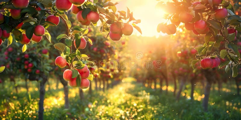 Summer Garden with Apple Trees Stock Image - Image of leaf, tree: 327192311