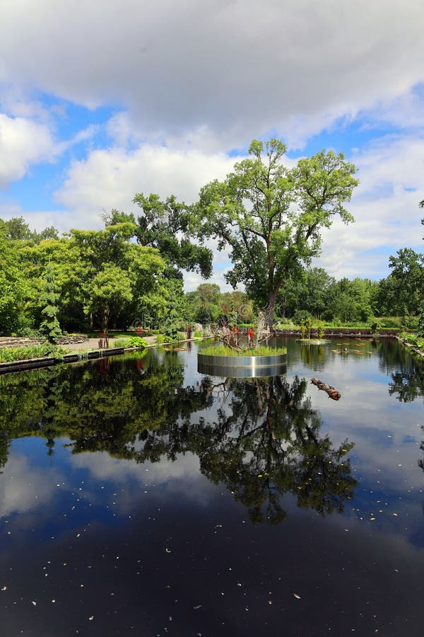 Summer Garden Landscape Montreal Stock Photo - Image of reflection ...