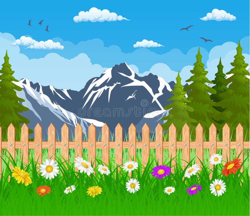 Summer garden landscape. stock vector. Illustration of outdoor - 88549512