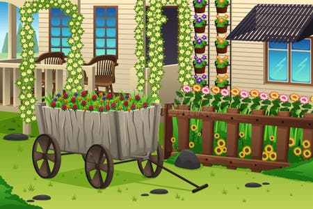 Summer Garden Scene stock vector. Illustration of outdoor - 66369408