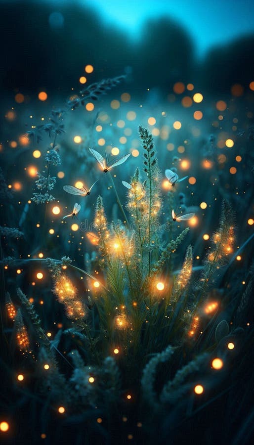 Summer Glow Close-Up of Fireflies Lighting Up a Twilight Meadow Stock ... Summer Glow Close-Up of Fireflies Lighting Up a Twilight Meadow Stock ...